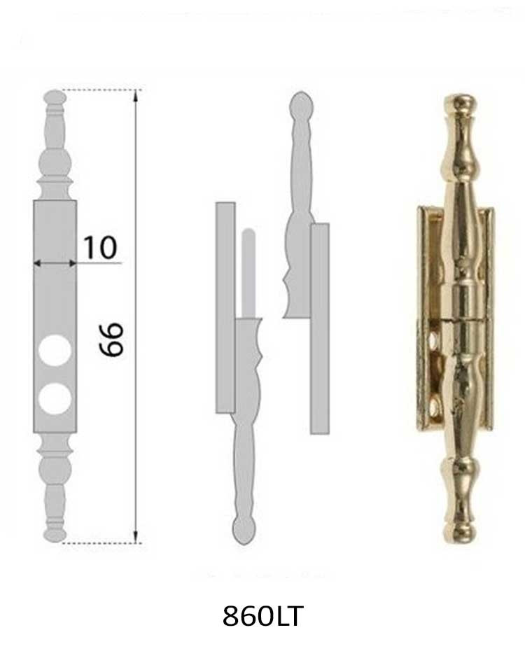 BISAGRA 860 DE 10x99mm. ACABADO LATONADO. COLOR: DORADO