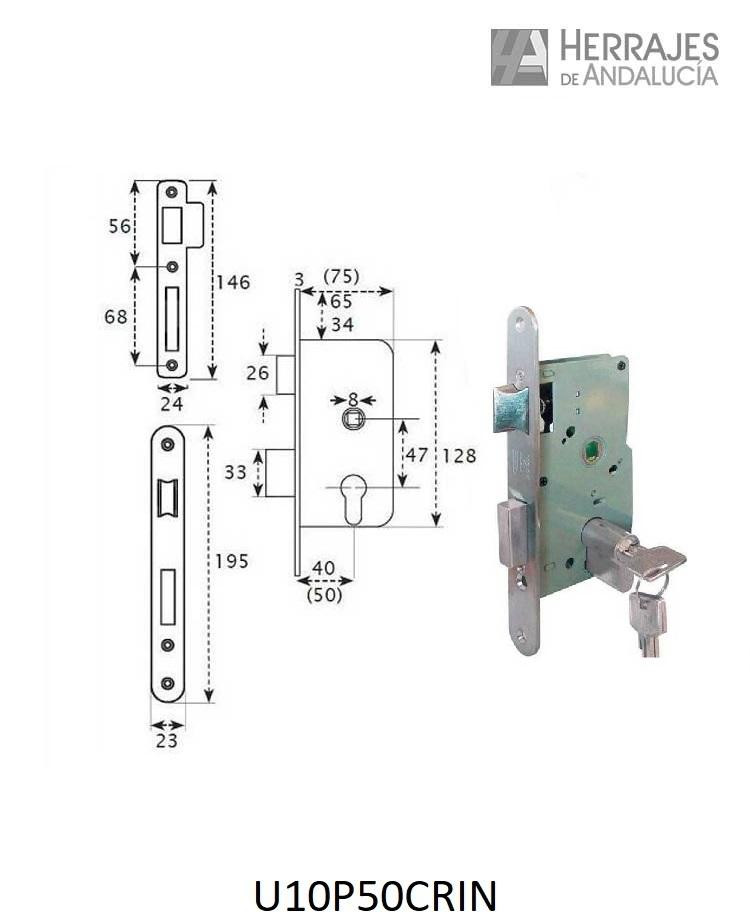 Cerradura embutir Serie U10P50IN Inther-Herrajes de Andalucía